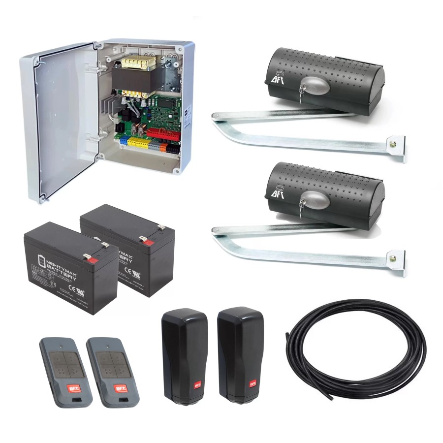 BFT Igea Dual Swing Gate Opener BT UL Kit w/ Emergency Battery Backup ...