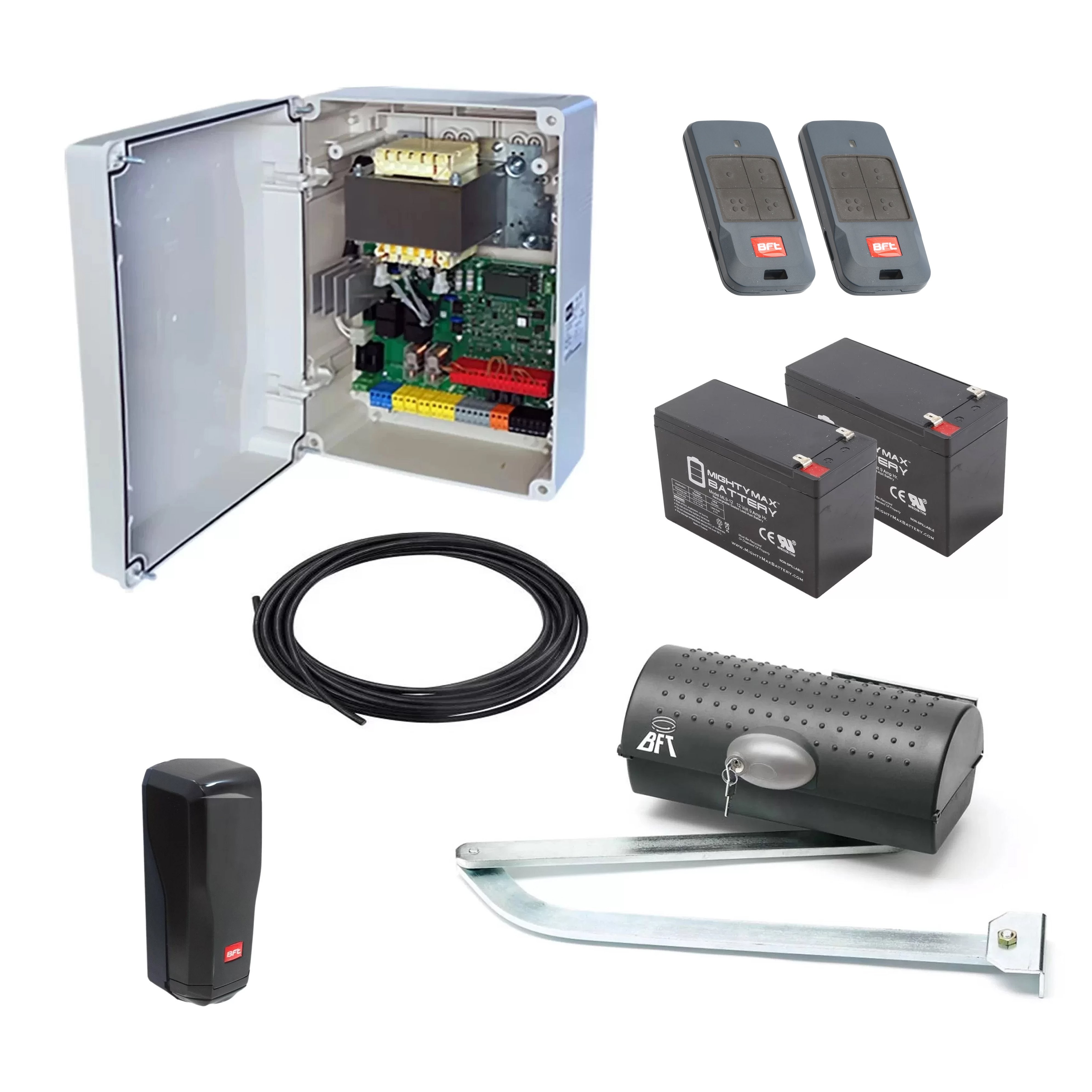 BFT Igea Swing Gate Opener BT UL Kit w/ Emergency Backup Batteries ...